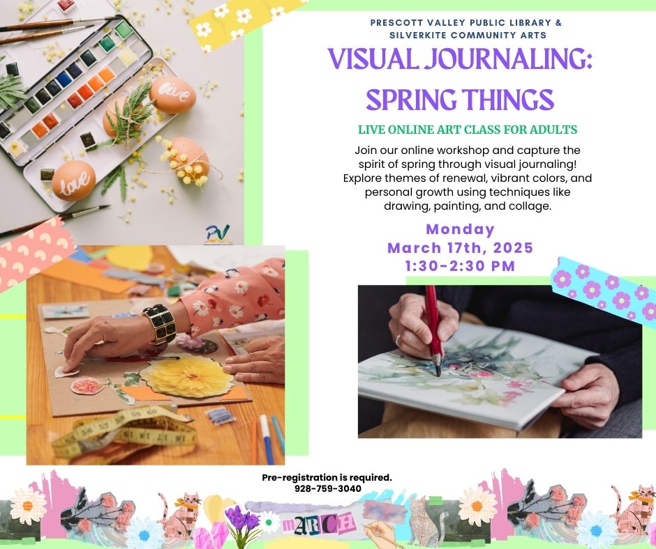 SilverKite Community Art Classes, Visual Journaling: Spring Things, Virtual Online Live Class ...